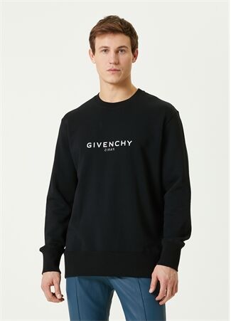 Givenchy Erkek Siyah Logo Baskılı Sweatshirt S EU