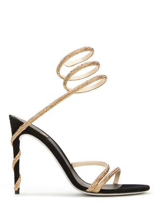 RENE CAOVILLA SPA Kadın Margot Siyah Gold Taş Detaylı Sandalet 36 EU RENE CAOVILLA SPA Kadın Margot Siyah Gold Taş Detaylı Sandalet 36 EU