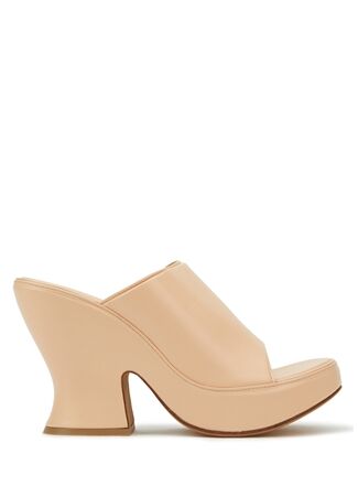 Bottega Veneta Kadın Stack Bej Deri Terlik 36.5 EU