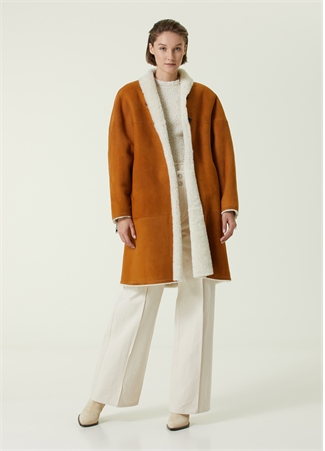 Isabel Marant Kadın Abazoe Camel Çift Taraflı Shearling Deri Kaban Kahverengi 36 FR Isabel Marant Kadın Abazoe Camel Çift Taraflı Shearling Deri Kaban Kahverengi 36 FR