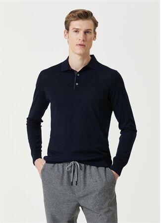 Beymen Collection Erkek Lacivert Polo Yaka Yün Triko S EU