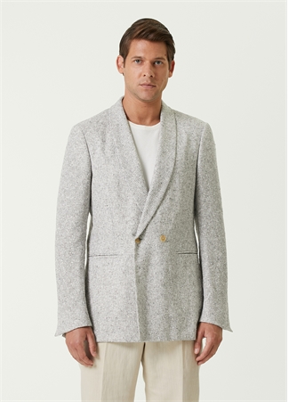 Pal Zileri Erkek Gri Şal Yaka Tweed Dokulu Keten Ceket 48 IT Pal Zileri Erkek Gri Şal Yaka Tweed Dokulu Keten Ceket 48 IT