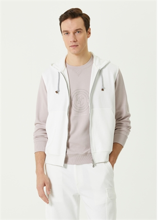 Brunello Cucinelli Erkek Beyaz Kapüşonlu Kolsuz Sweatshirt S EU Brunello Cucinelli Erkek Beyaz Kapüşonlu Kolsuz Sweatshirt S EU