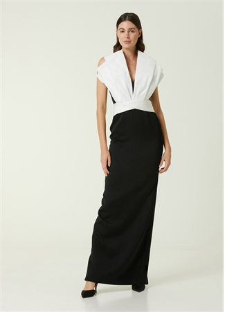 Dilek Hanif Kadın Siyah Beyaz Pilili Maksi Abiye Elbise 36 EU Dilek Hanif Kadın Siyah Beyaz Pilili Maksi Abiye Elbise 36 EU