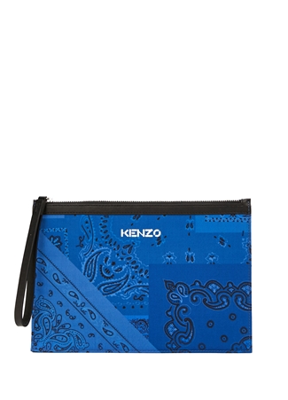Kenzo Kadın Large Mavi Şal Desenli El Portföyü Eu Kenzo Kadın Large Mavi Şal Desenli El Portföyü Eu
