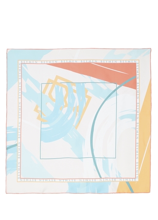 Beymen Kadın Geo Beach 90x90 cm Twill İpek Eşarp Turuncu EU