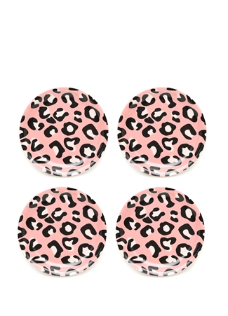 Les Ottomans Leopar Desenli 6lı Ahşap Bardak Altlığı Seti Çok Renkli
