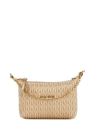 Miu Kadın Gold Drapeli Deri Omuz Çantası Altın Rengi EU Miu Kadın Gold Drapeli Deri Omuz Çantası Altın Rengi EU