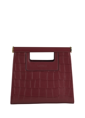 Maven Kadın Maya Mini Bordo Krokodilli Deri Omuz Çantası EU