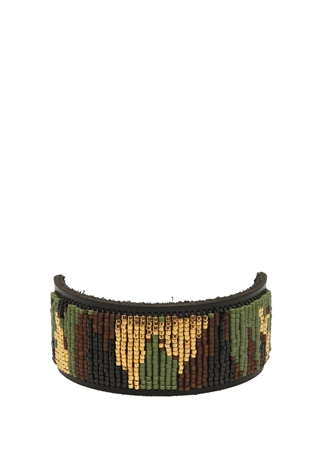 Beadberry Kadın Kamuflaj Desenli Boncuklu Deri Bileklik EU Beadberry Kadın Kamuflaj Desenli Boncuklu Deri Bileklik EU