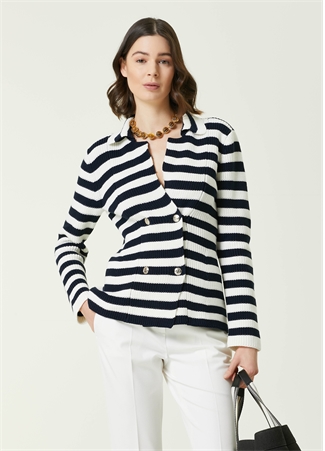 Beymen Collection Kadın Lacivert Beyaz Çizgili Kruvaze Triko Blazer S Eu Beymen Collection Kadın Lacivert Beyaz Çizgili Kruvaze Triko Blazer S Eu