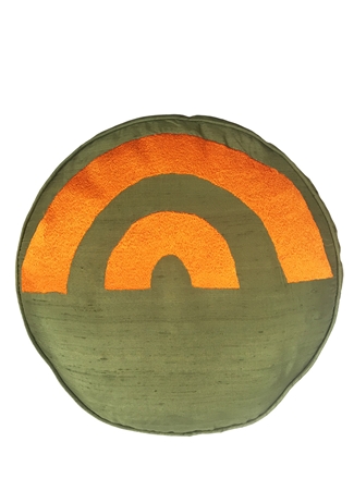 Atölye11 Damga Motifli Yeşil 40x7 cm İpek Dekoratif Yastık Çok Renkli