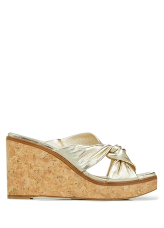 Jimmy Choo Kadın Narisa Gold Dolgu Topuklu Deri Terlik Altın Rengi 35.5 EU Jimmy Choo Kadın Narisa Gold Dolgu Topuklu Deri Terlik Altın Rengi 35.5 EU