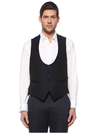 Cerimonia Erkek Lacivert U Yaka Yün Yelek 46 IT