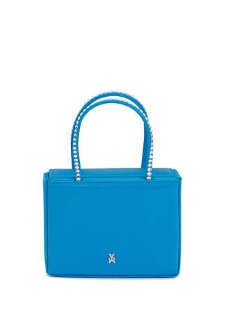Amina Muaddi Kadın Mavi Taş Detaylı İpek Çanta EU