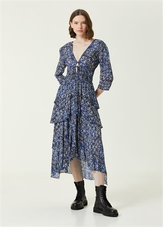 Maje Kadın Indigo Desenli Asimetrik Midi Elbise Lacivert 34 Fr Maje Kadın Indigo Desenli Asimetrik Midi Elbise Lacivert 34 Fr