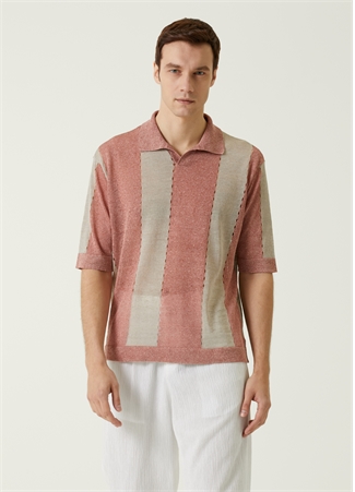 Emporio Armani Erkek Kırmızı Polo Yaka Çizgili Keten Triko S EU Emporio Armani Erkek Kırmızı Polo Yaka Çizgili Keten Triko S EU