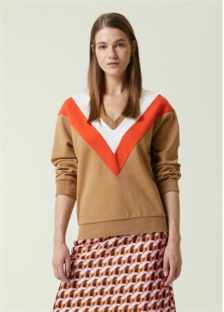 Beymen Club Kadın Camel Mercan V Yaka Sweatshirt Kahverengi S