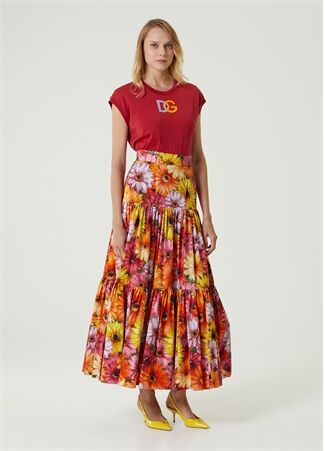 Dolce&Gabbana Kadın Yüksek Bel Çiçekli Maksi Etek 42 IT