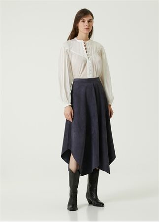 Isabel Marant Kadın Caylae Koyu Gri Midi Süet Etek 36 FR