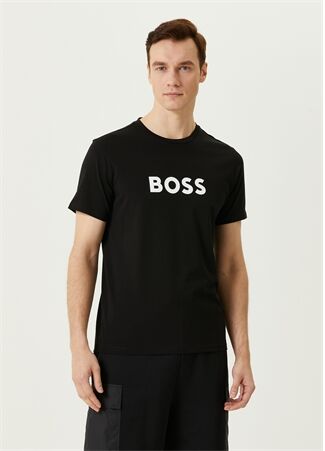 Boss Erkek Siyah Logo Baskılı T-shirt S EU