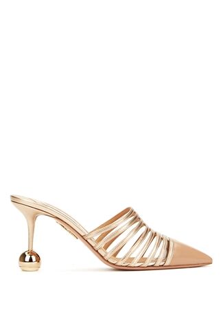 Aquazzura Kadın Le Parisien Bej Deri Terlik Pembe 36 EU