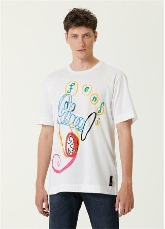 Fendi Erkek Beyaz Logo Detaylı T-shirt S EU Fendi Erkek Beyaz Logo Detaylı T-shirt S EU