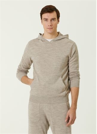Scotch & Soda Erkek Bej Kapüşonlu Yün Kazak S EU Scotch & Soda Erkek Bej Kapüşonlu Yün Kazak S EU