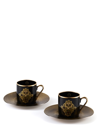 Har Siyah Sırlı Porselen Fincan Seti Çok Renkli Har Siyah Sırlı Porselen Fincan Seti Çok Renkli
