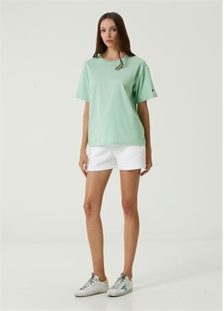 Champion Kadın Yeşil Bisiklet Yaka T-shirt XS EU