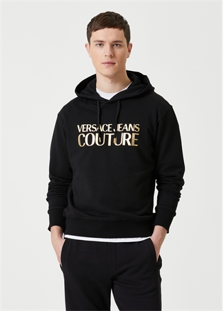 Versace Jeans Couture Erkek Siyah Kapüşonlu Logo Baskılı Sweatshirt S EU Versace Jeans Couture Erkek Siyah Kapüşonlu Logo Baskılı Sweatshirt S EU