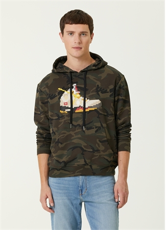 8-Bit by Mhrs Erkek Haki Kapüşonlu Kamuflaj Desenli Sweatshirt S EU 8-Bit by Mhrs Erkek Haki Kapüşonlu Kamuflaj Desenli Sweatshirt S EU