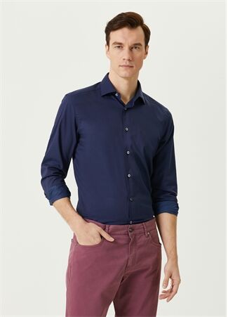 Zegna Erkek Lacivert Gömlek L It