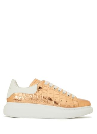 Alexander McQueen Kadın Oversized Gold Krokodil Dokulu Sneaker Altın Rengi 36 EU
