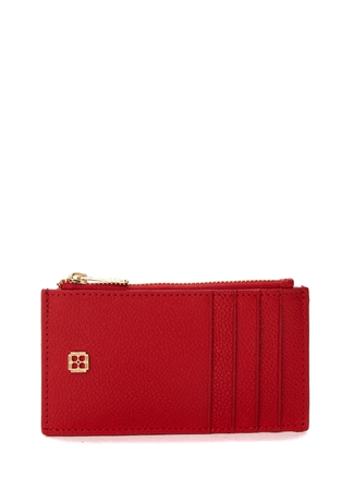 Beymen Hediye Kadın Kırmızı Dokulu Fermuarlı Deri Kartlık EU