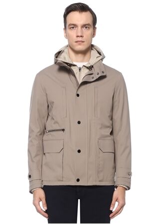 Pal Zileri Erkek Bej Kapüşonlu İç Yaka Detaylı Mont Kahverengi 48 IT