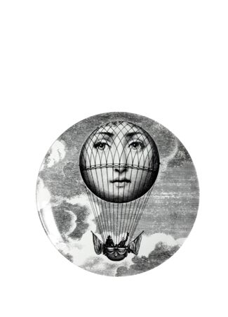 Fornasetti Tema e Variazioni No 93 Porselen Dekoratif Tabak Siyah