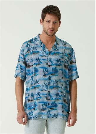 Les Benjamins Erkek Mavi Desenli Gömlek M EU