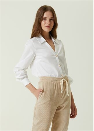 Beymen Club Kadın Beyaz Balon Kol Poplin Gömlek XS