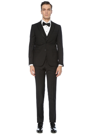 Palzileri Lab Erkek Siyah Yelekli Desenli Yün Takım Elbise 48 IT Palzileri Lab Erkek Siyah Yelekli Desenli Yün Takım Elbise 48 IT