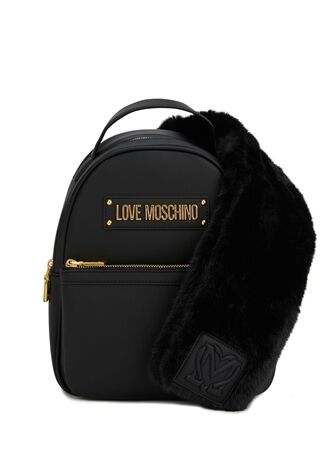 Love Moschino Kadın Siyah Logo Detaylı Sırt Çantası EU