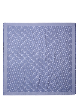 Valentino Garavani Kadın Mavi Logo Desenli İpek Şal Eu Valentino Garavani Kadın Mavi Logo Desenli İpek Şal Eu
