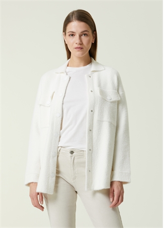 Beymen Club Kadın Ekru Triko Dış Gömlek Beyaz L