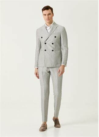 Palzileri Lab Erkek Gri Keten Takım Elbise 48 IT