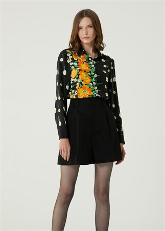 Red Valentino Kadın Siyah Çiçekli İpek Gömlek 40 IT