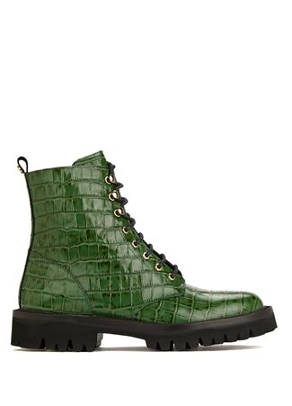 Divarese Kadın Yeşil Krokodil Dokulu Deri Bot 36 EU