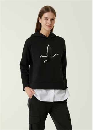 Beymen Club Kadın Siyah Kapüşonlu Rugan Logolu Sweatshirt XS Beymen Club Kadın Siyah Kapüşonlu Rugan Logolu Sweatshirt XS
