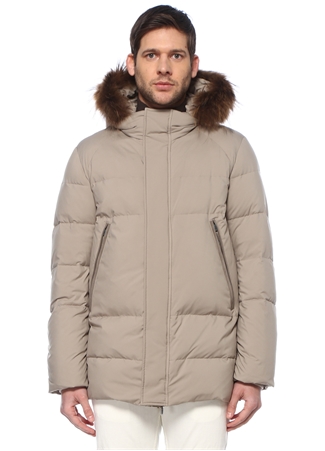 Corneliani Erkek Bej Kapüşonlu Puff Mont 52 IT Corneliani Erkek Bej Kapüşonlu Puff Mont 52 IT