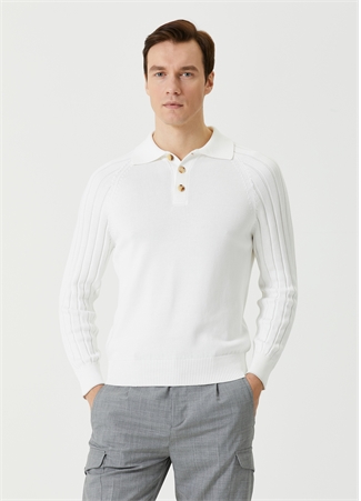 Brunello Cucinelli Erkek Beyaz Polo Yaka Triko 48 IT Brunello Cucinelli Erkek Beyaz Polo Yaka Triko 48 IT