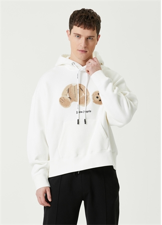 Palm Angels Erkek Teddy Bear Beyaz Kapüşonlu Sweatshirt S EU Palm Angels Erkek Teddy Bear Beyaz Kapüşonlu Sweatshirt S EU